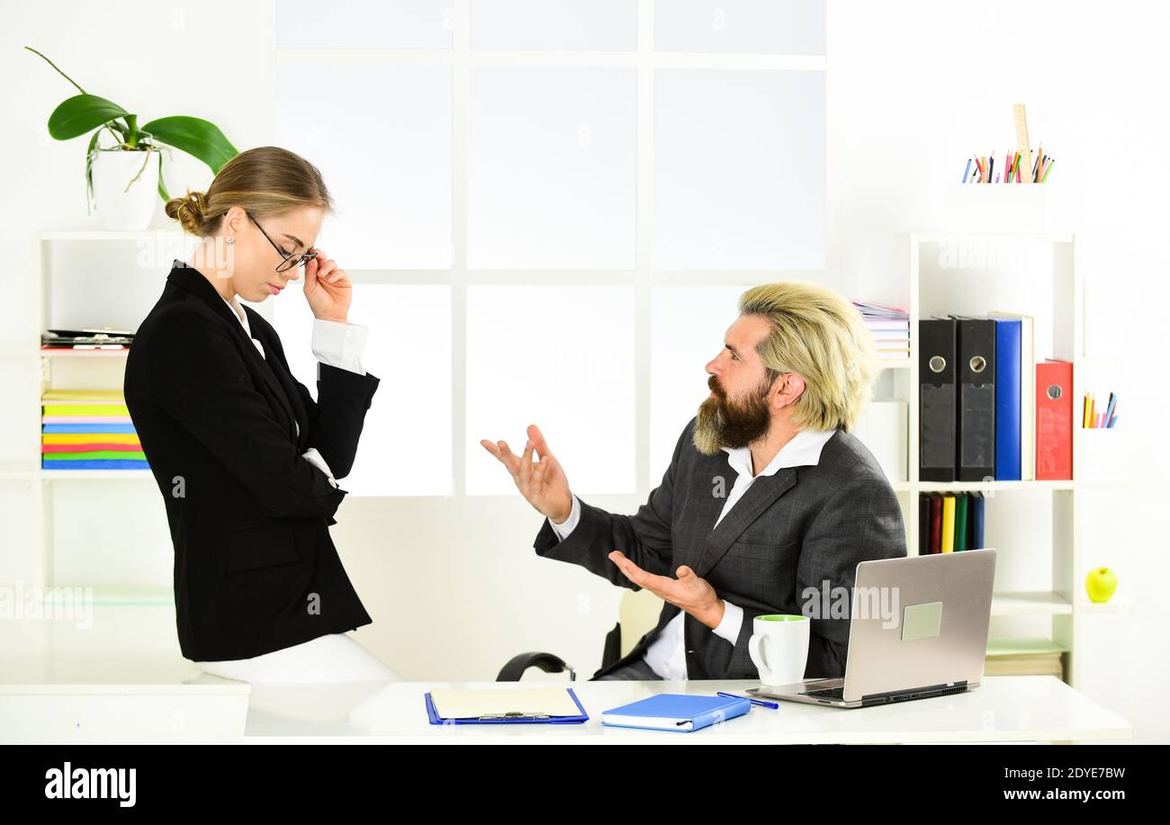 Office secretary. Boss manager director. Business report. Successful ...