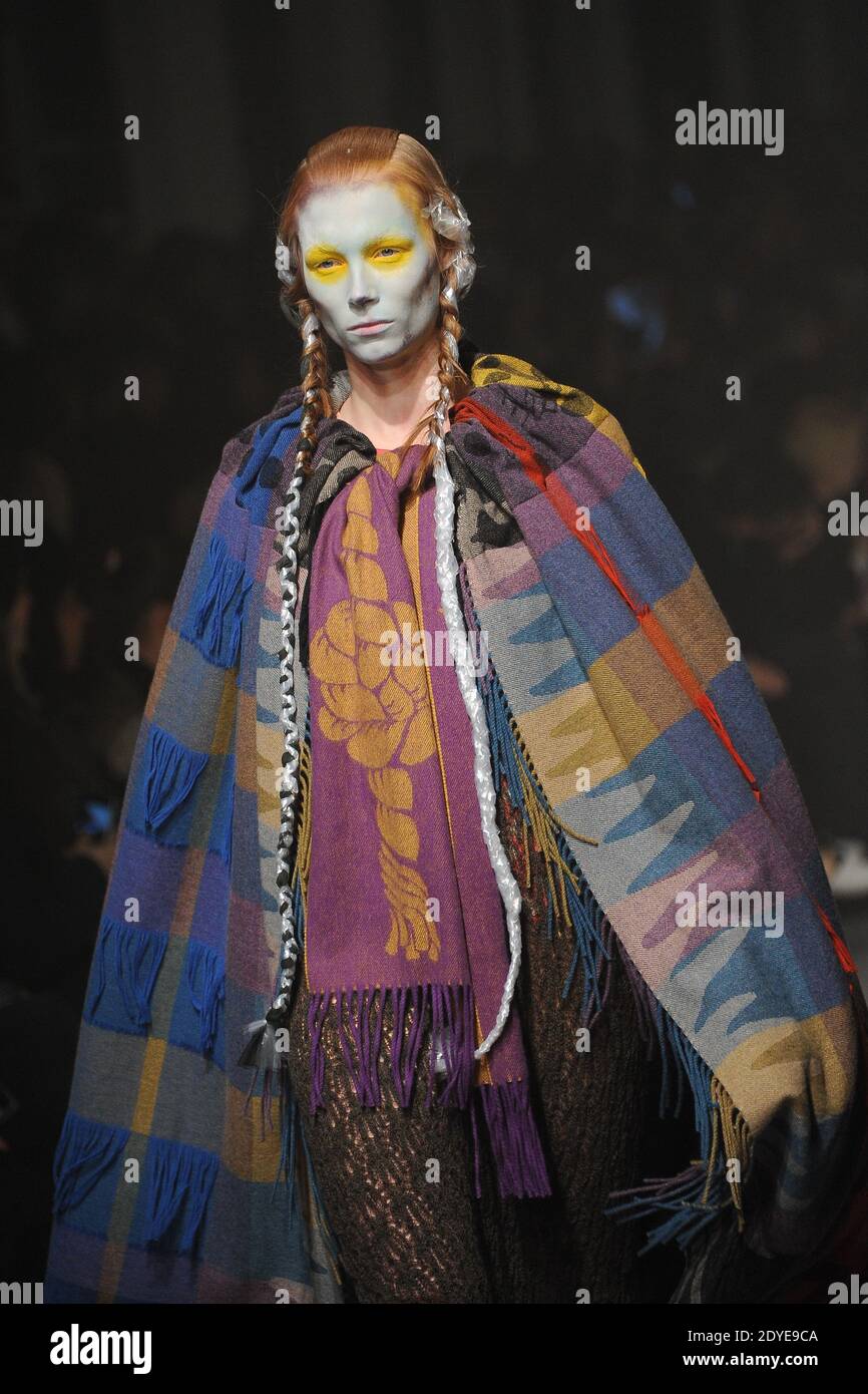 A model displays a creation by Vivienne Westwood on her Fall-Winter ...