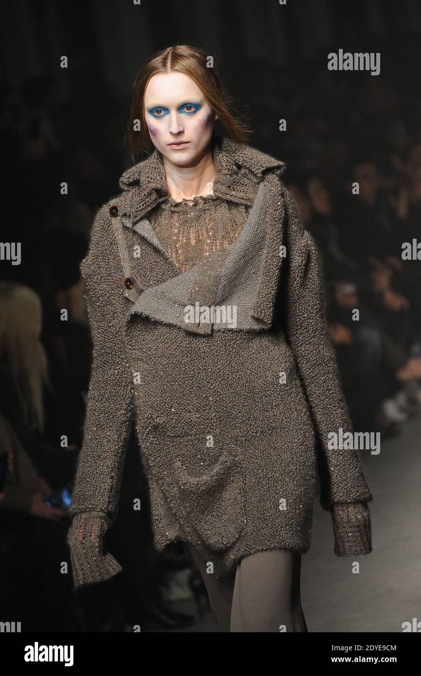 A model displays a creation by Vivienne Westwood on her Fall-Winter ...