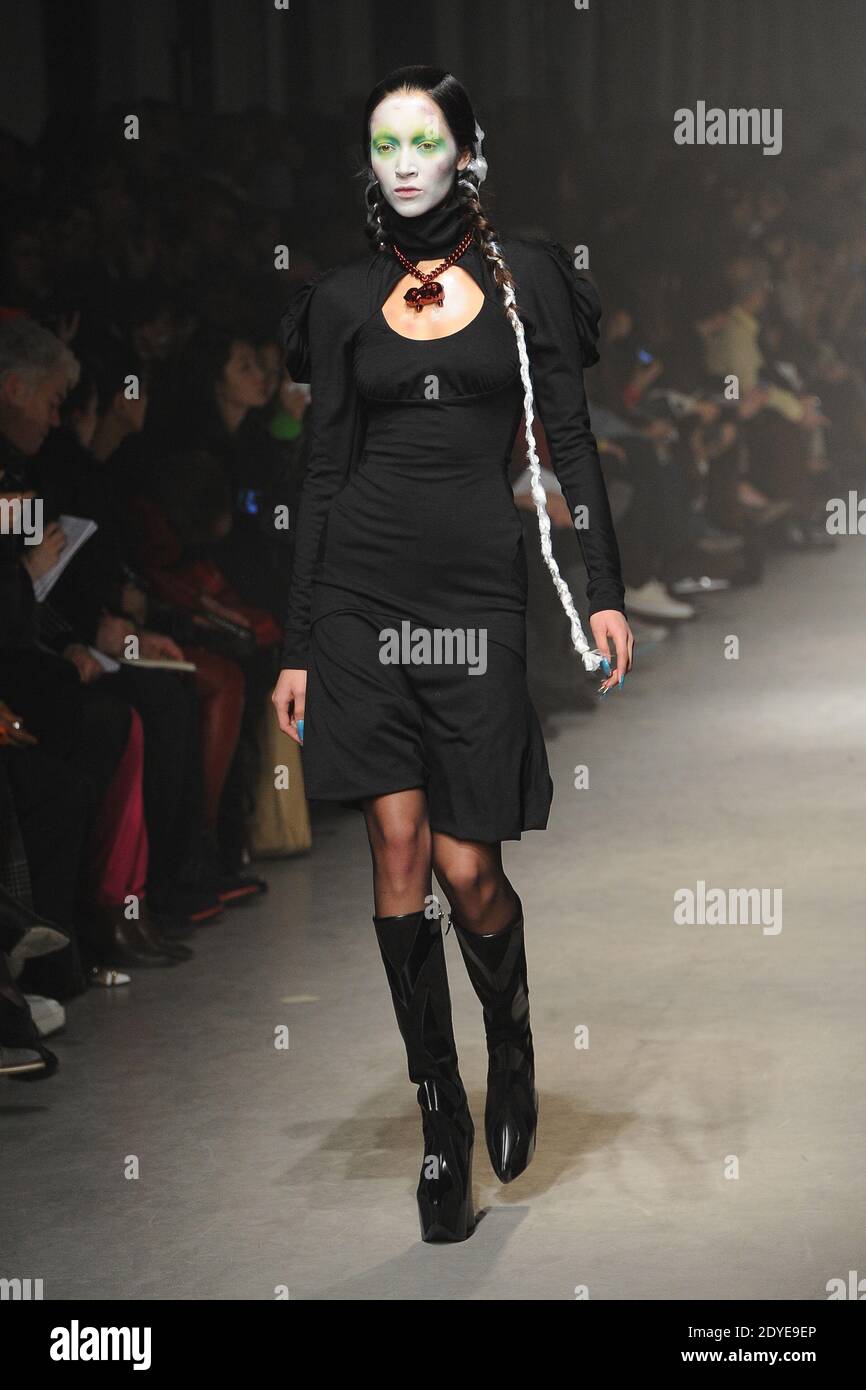 A model displays a creation by Vivienne Westwood on her Fall-Winter ...