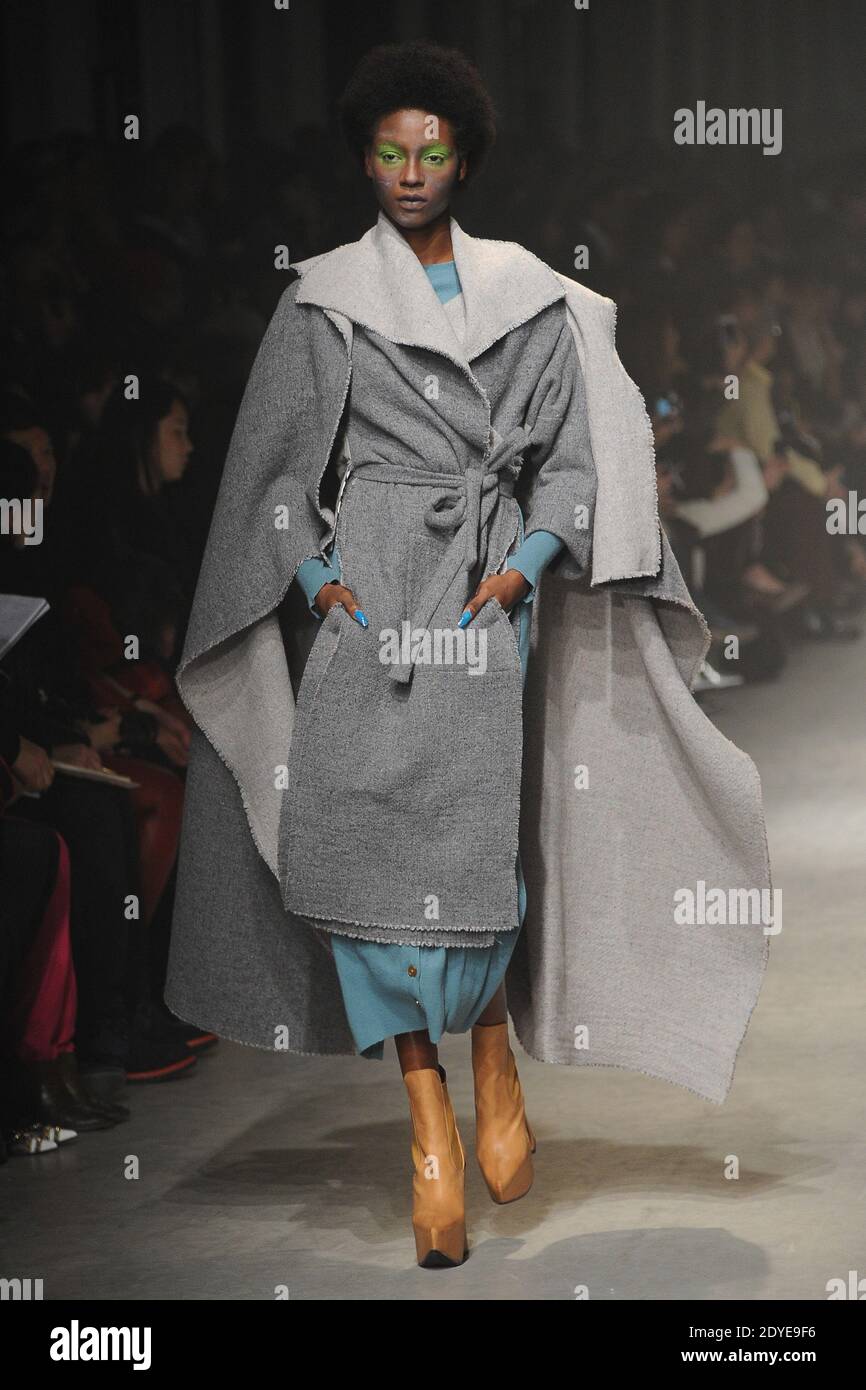 A model displays a creation by Vivienne Westwood on her Fall-Winter ...