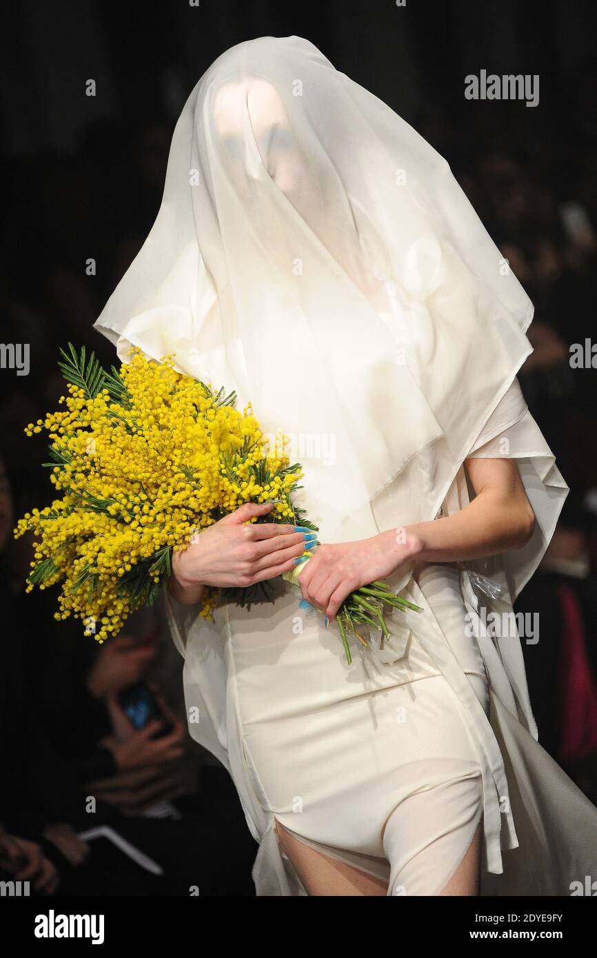 A model displays a creation by Vivienne Westwood on her Fall-Winter ...