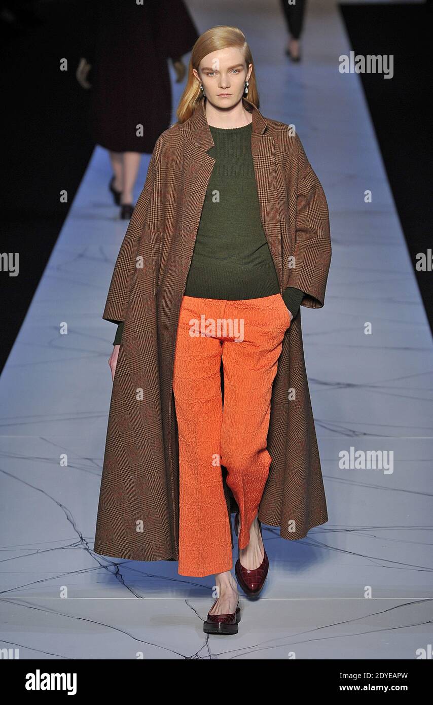 A model displays a creation by Italian-Swedish fashion designer Marco ...
