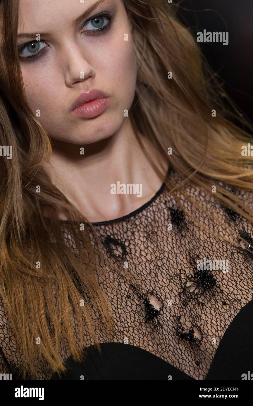 A model displays a creation For Yves Saint Laurent Fall-Winter 2013/ ...