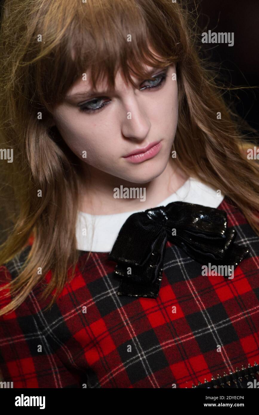 A model displays a creation For Yves Saint Laurent Fall-Winter 2013/ ...