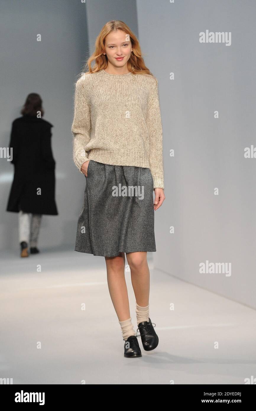 A model displays a creation by Agnes B on her Fall-Winter 2013-2014 ...
