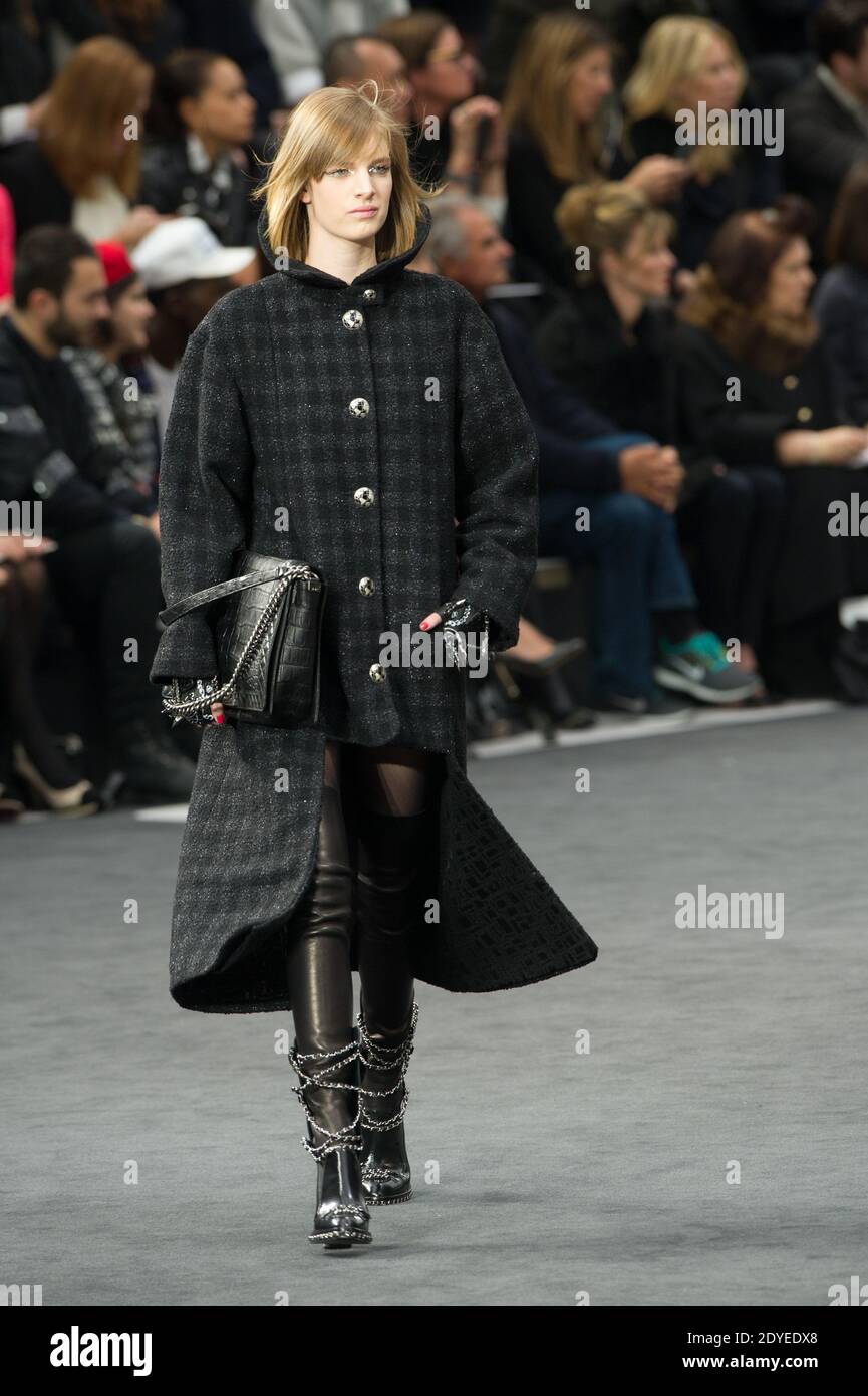 A model displays a creation by German designer Karl Lagerfeld as part ...