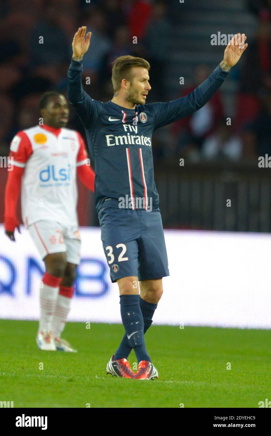 PSG's David Beckham during the French First League soccer match, PSG vs ...