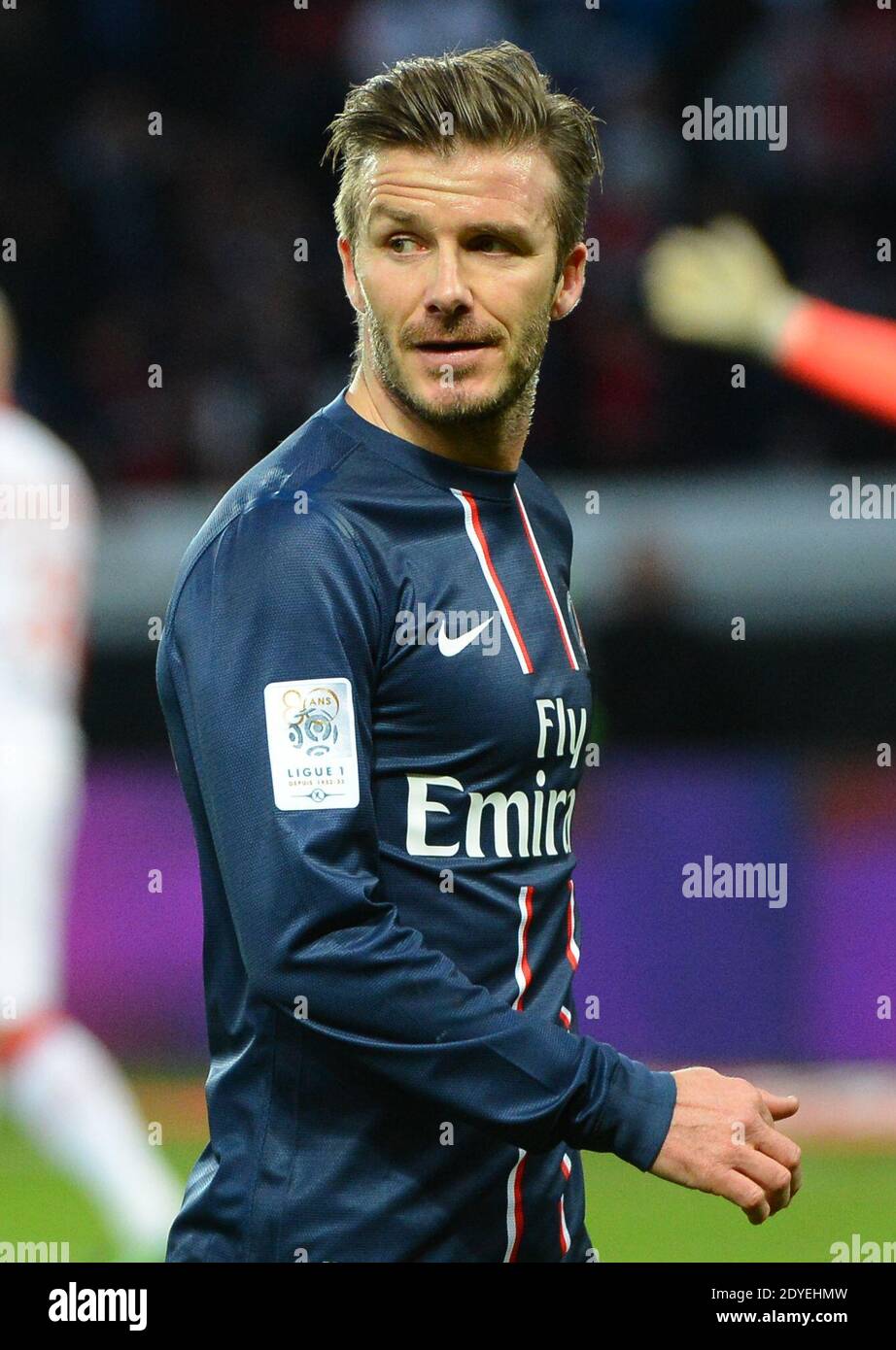 PSG's David Beckham during the French First League soccer match, PSG vs ...