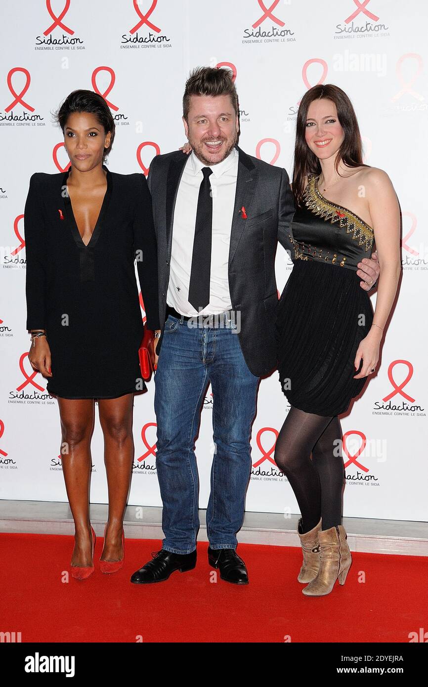 Audrey Chauveau, Bruno Guillon and Sandra Lou posing at a photocall for ...