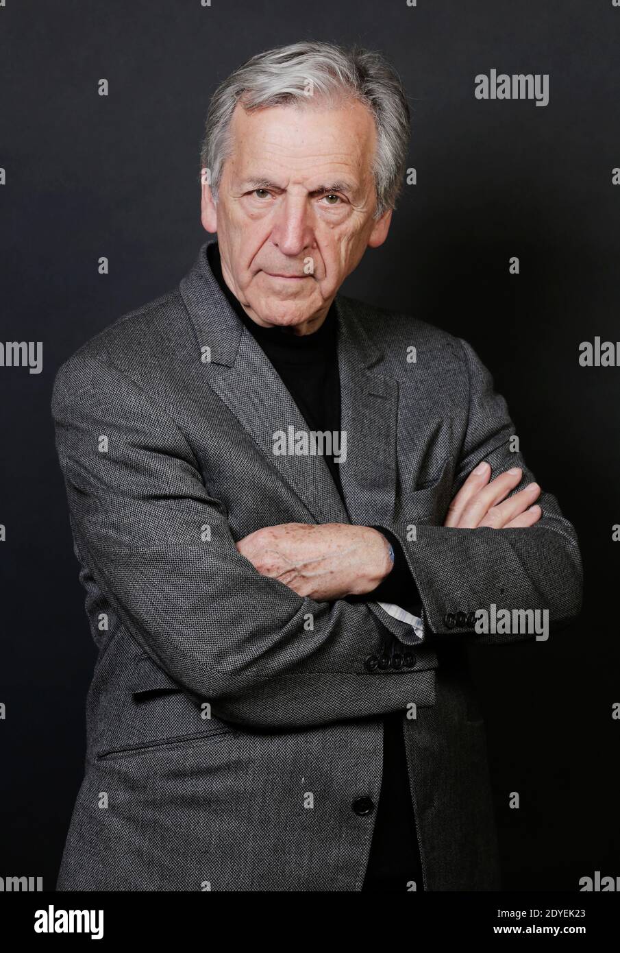 EXCLUSIVE - Constantin Costa-Gavras posing during a photo shoot as part of the Romy Schneider ...