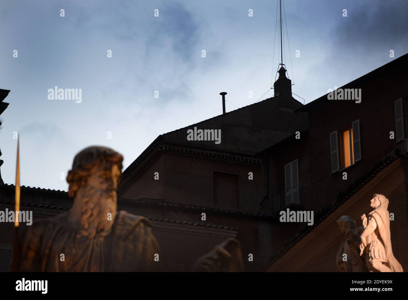 A view of the chimney on the roof of the Sistine Chapel on March 12 ...