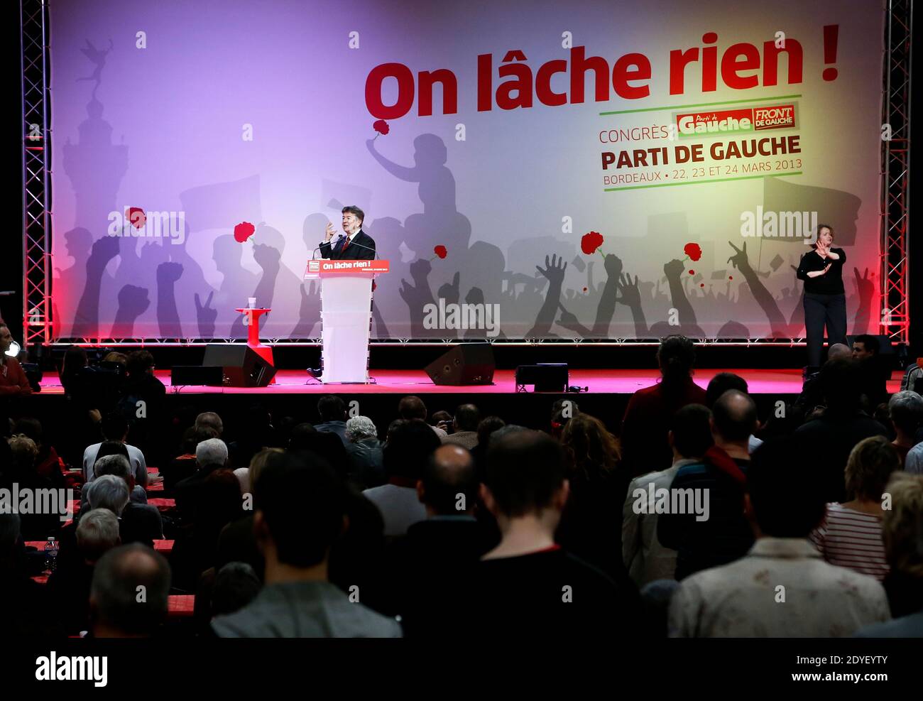 French left-wing party Parti de Gauche president, Jean-Luc Melenchon ...