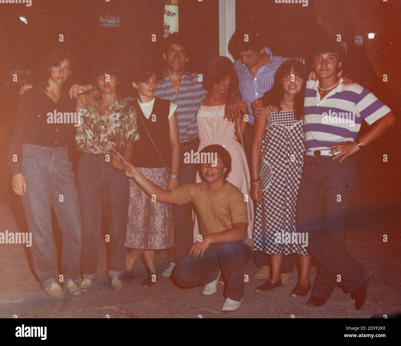 MILAN, ITALY JUNE 1982: Large group of friends in 80s Stock Photo - Alamy