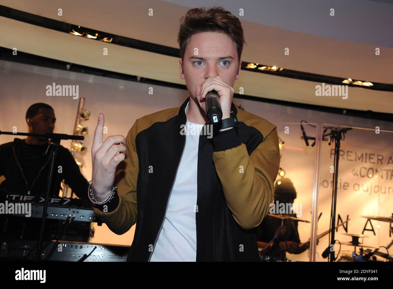 Showcase of British singer Conor Maynard in Citadium store in Paris ...