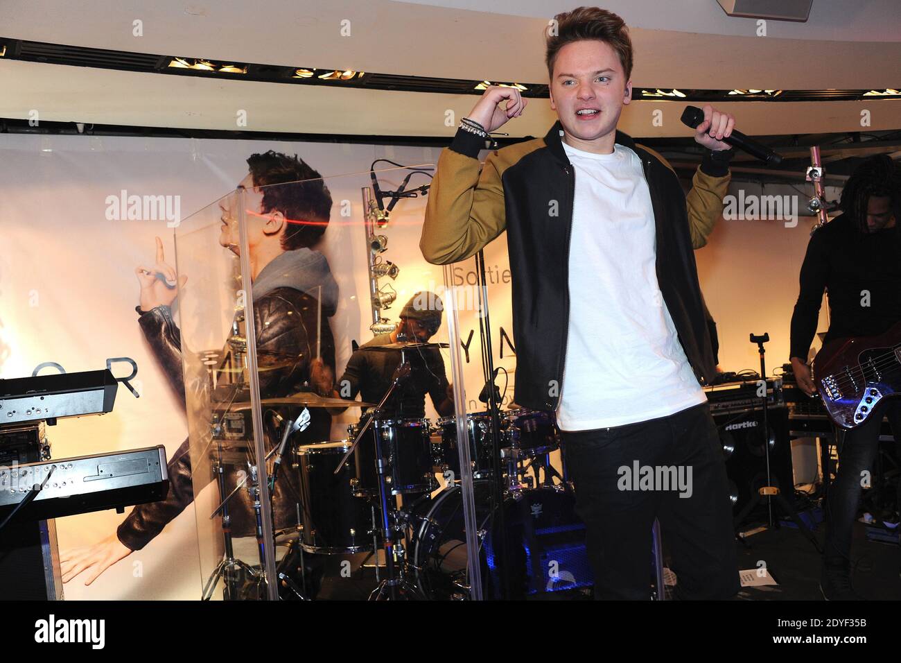 Showcase of British singer Conor Maynard in Citadium store in Paris ...