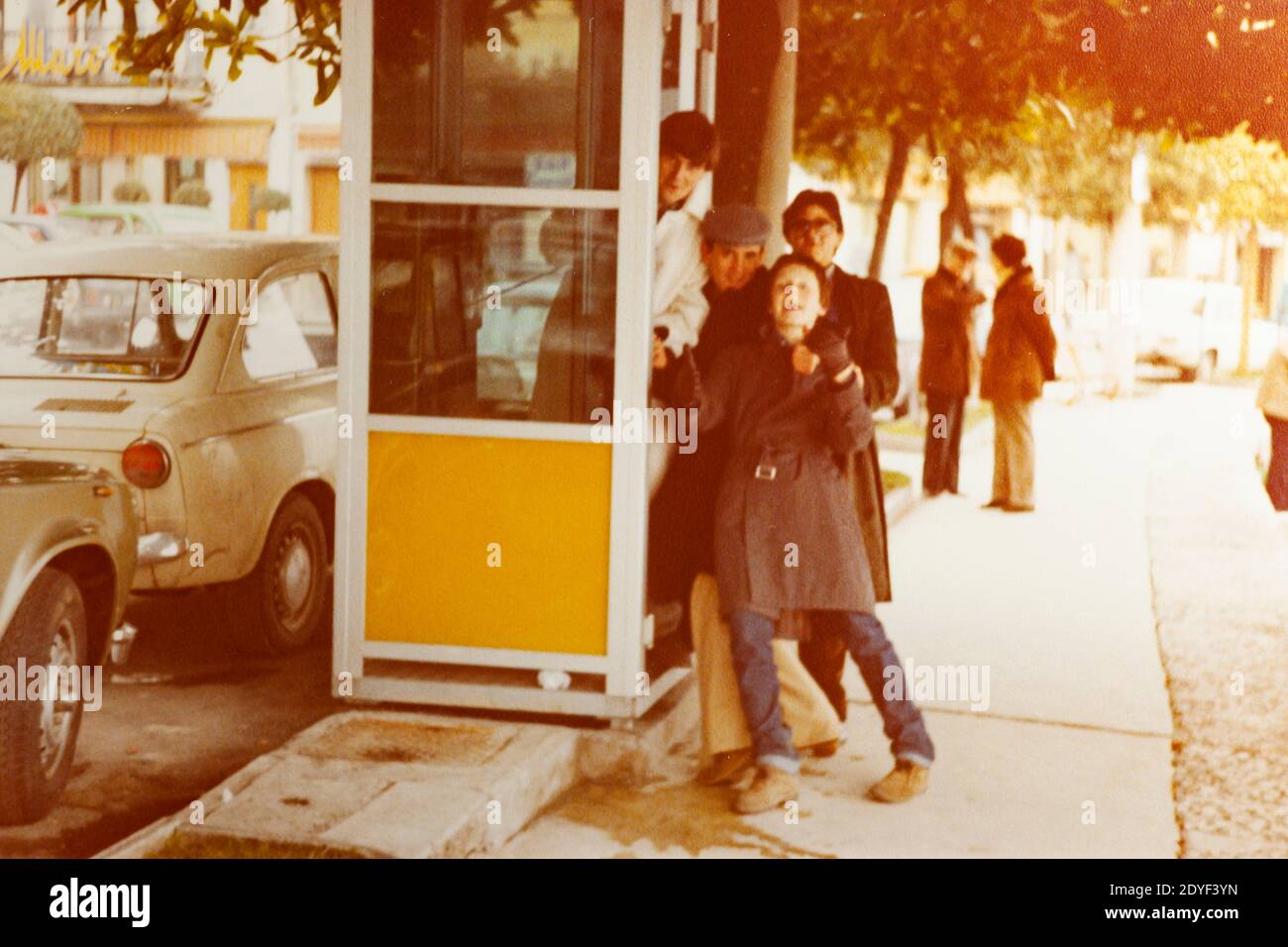 SALO, ITALY MARCH 1979: Boys telephone booth in the 70s Stock Photo - Alamy