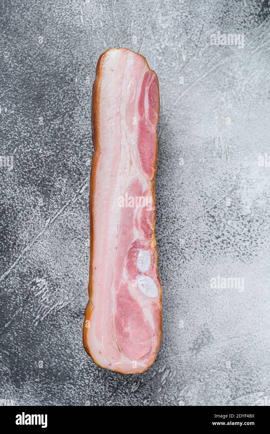 Fresh pork belly bacon block. White background. Top view Stock Photo ...