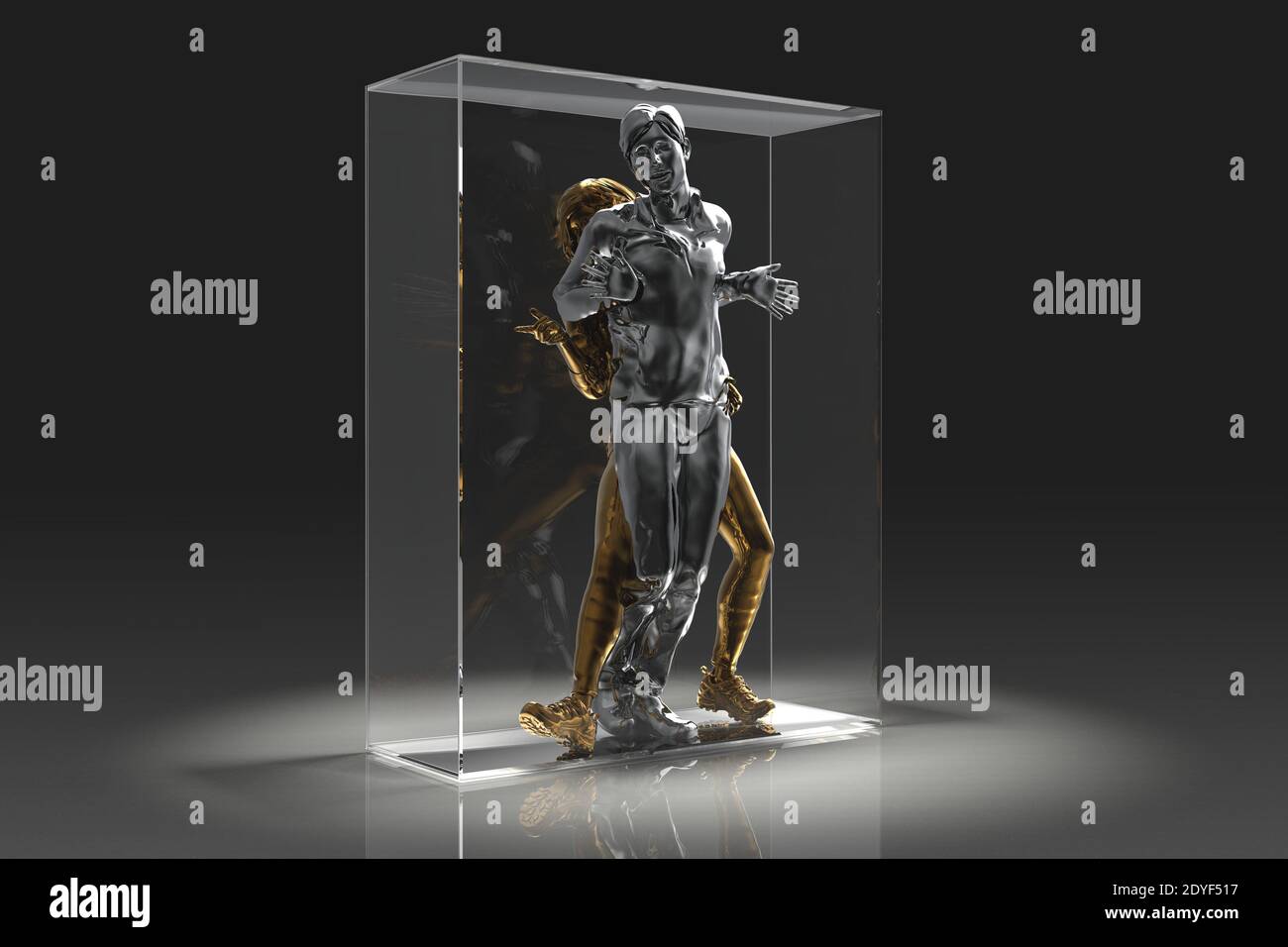 3D illustration concept Isolated people behind the glass Stock Photo ...