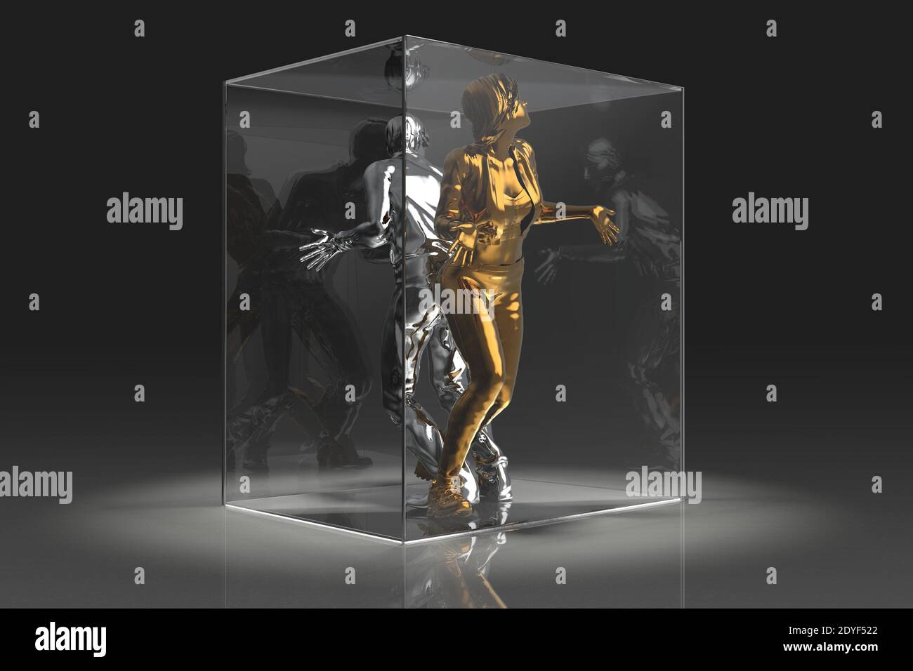 3D illustration concept Isolated people behind the glass Stock Photo ...