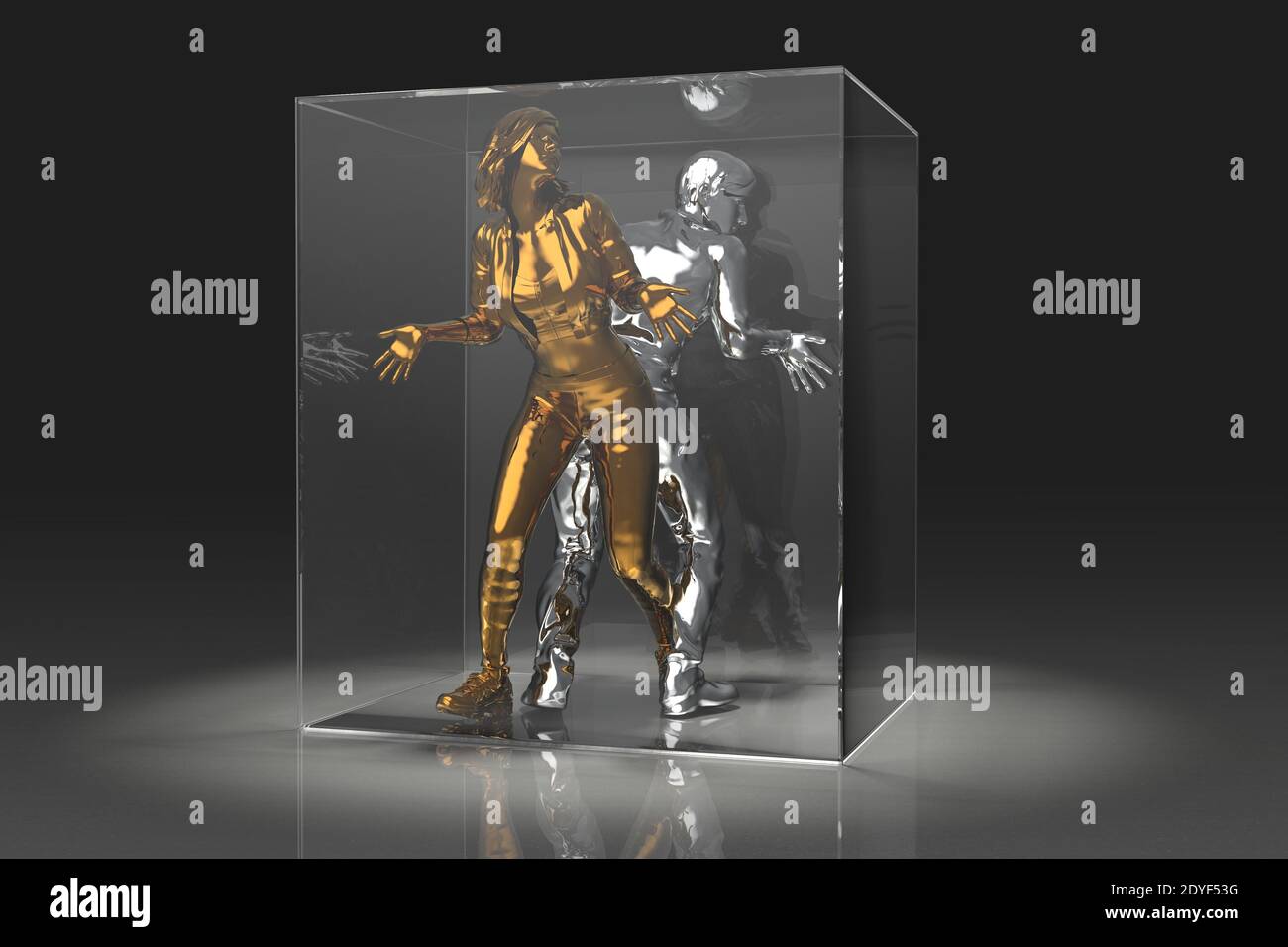 3D illustration concept Isolated people behind the glass Stock Photo ...