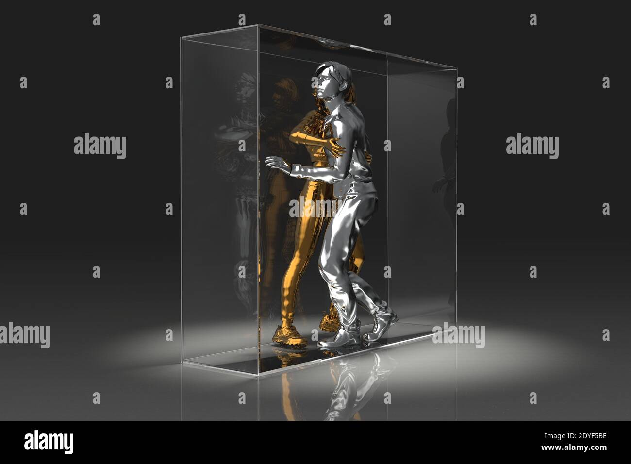 3D illustration concept Isolated people behind the glass Stock Photo ...