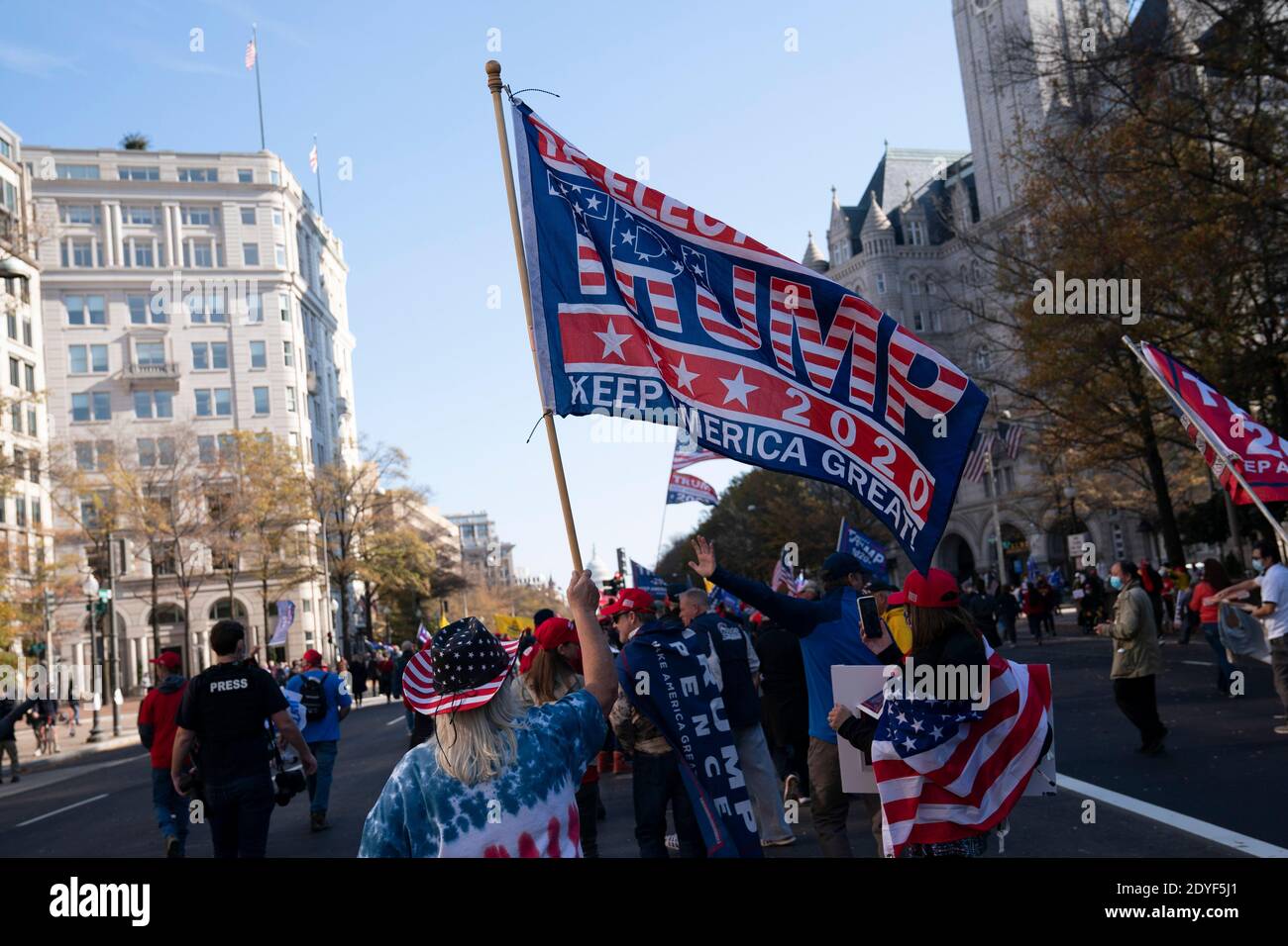 Demonstrators gather during the "Million MAGA March" at Freedom Plaza ...
