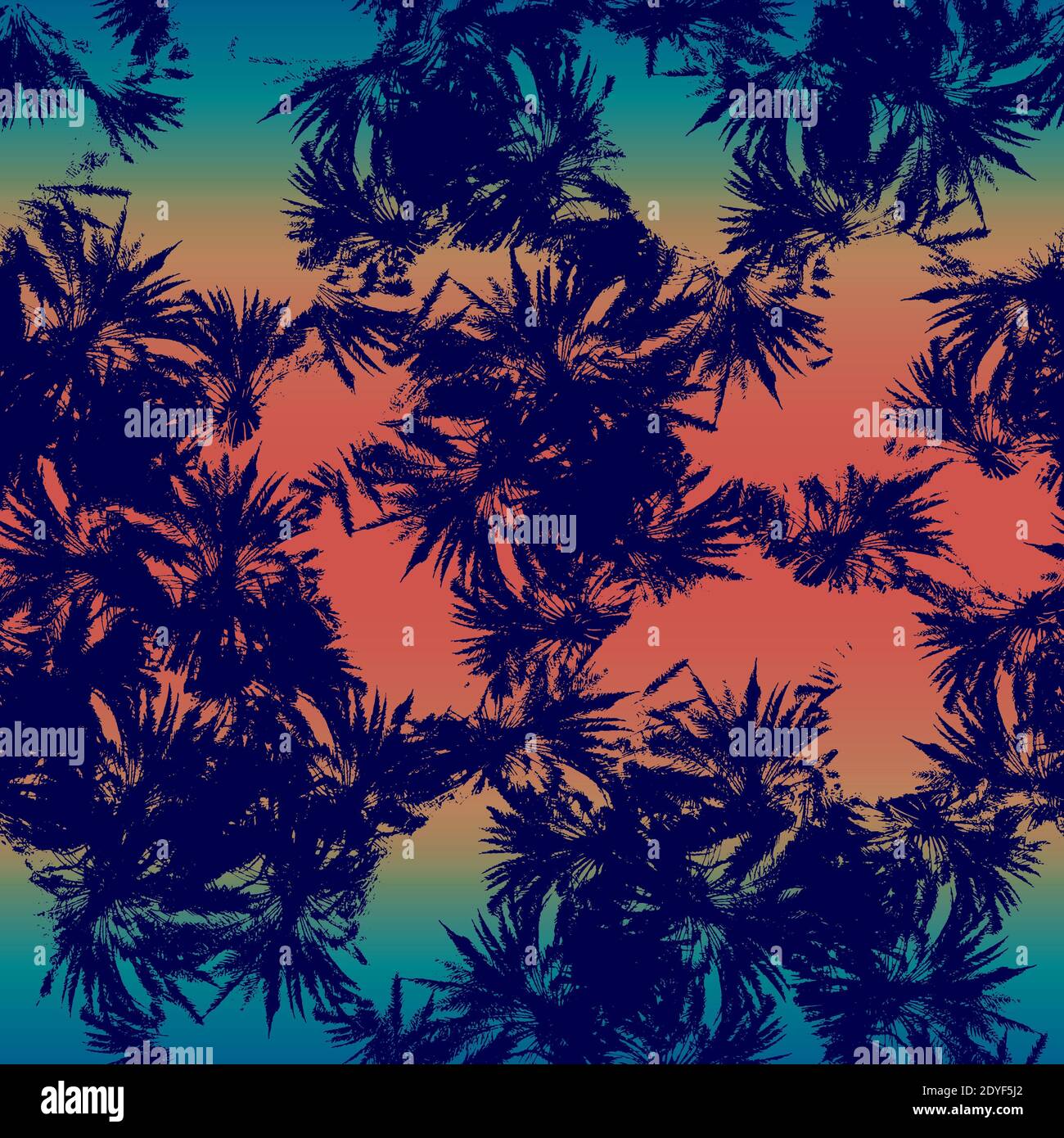 Tropical blue foliage on ombre sunset gradient Stock Photo - Alamy