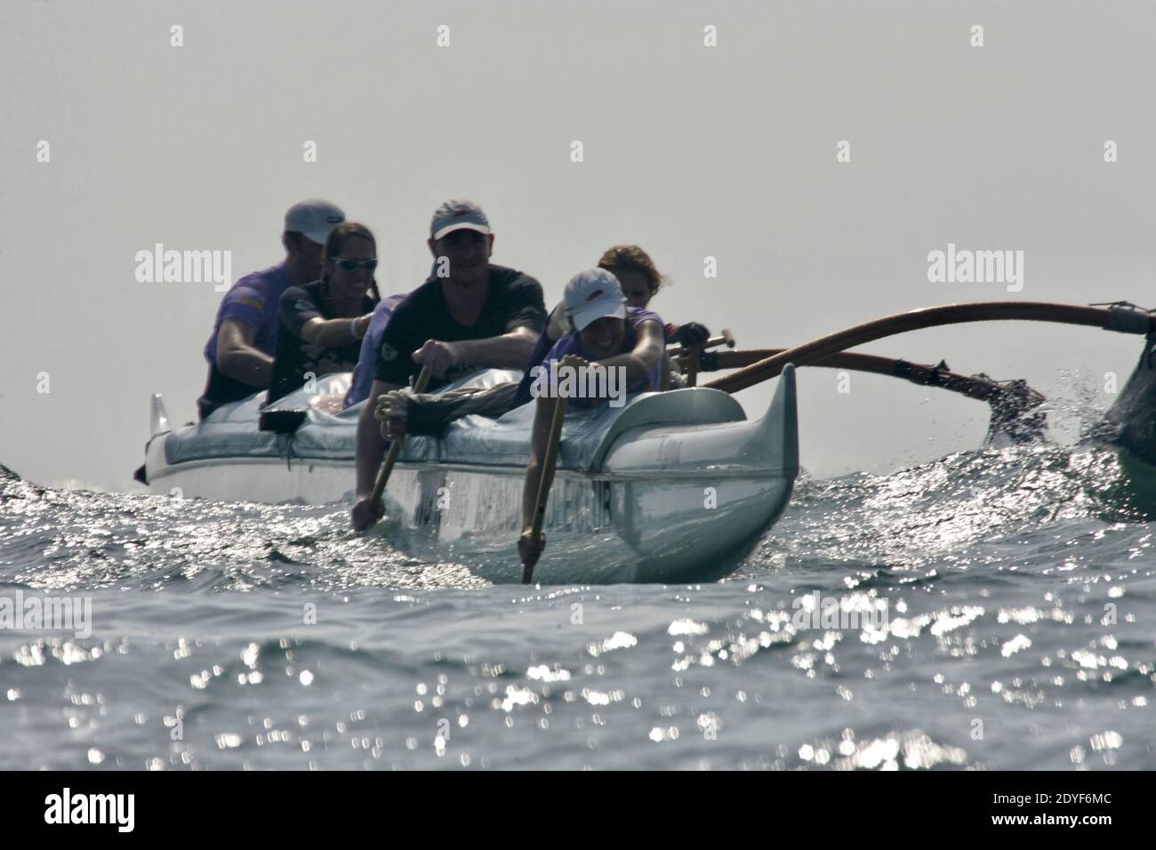 outrigger canoe in action on sea Stock Photo - Alamy