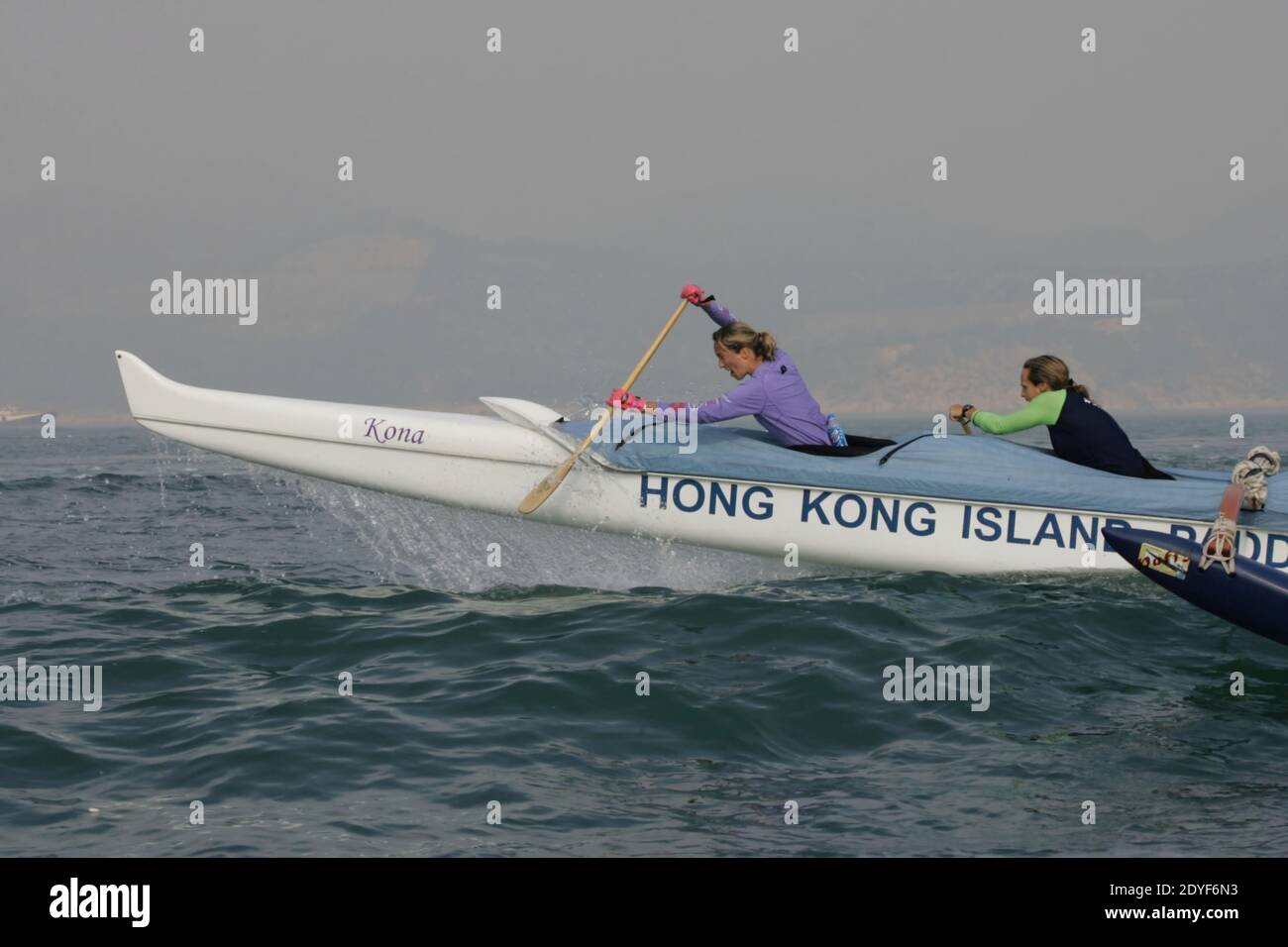 outrigger canoe in action on sea Stock Photo - Alamy