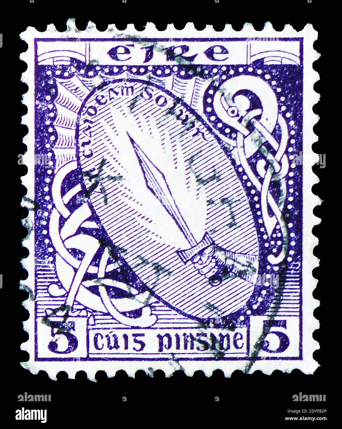 MOSCOW, RUSSIA - MARCH 23, 2019: A stamp printed in Ireland shows Sword ...