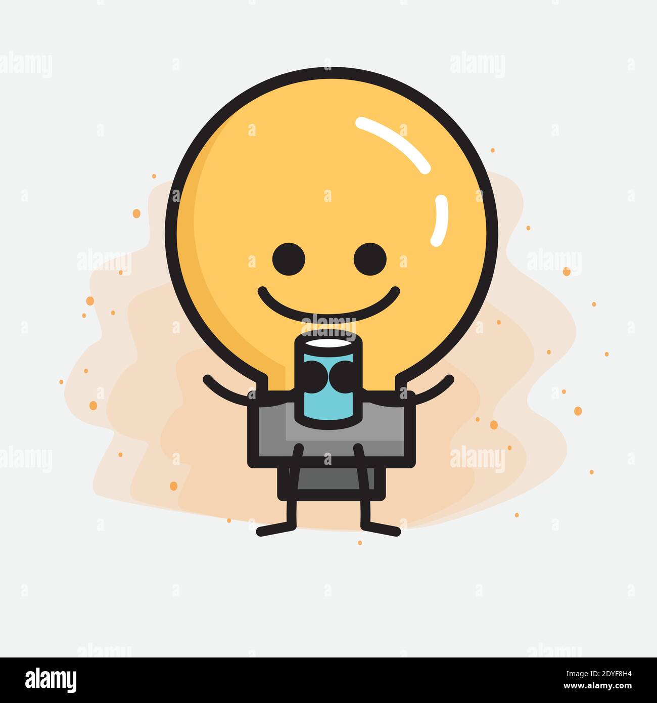 Light Bulb Cute Character icon Vector Illustration Stock Vector Image ...