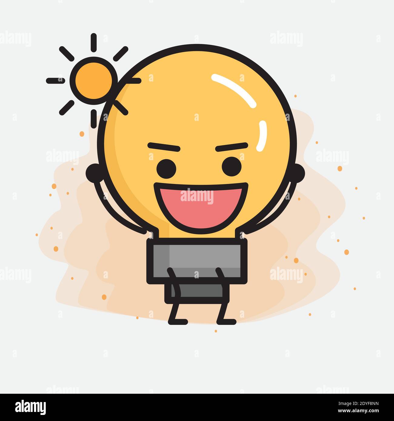 Light Bulb Cute Character icon Vector Illustration Stock Vector Image ...