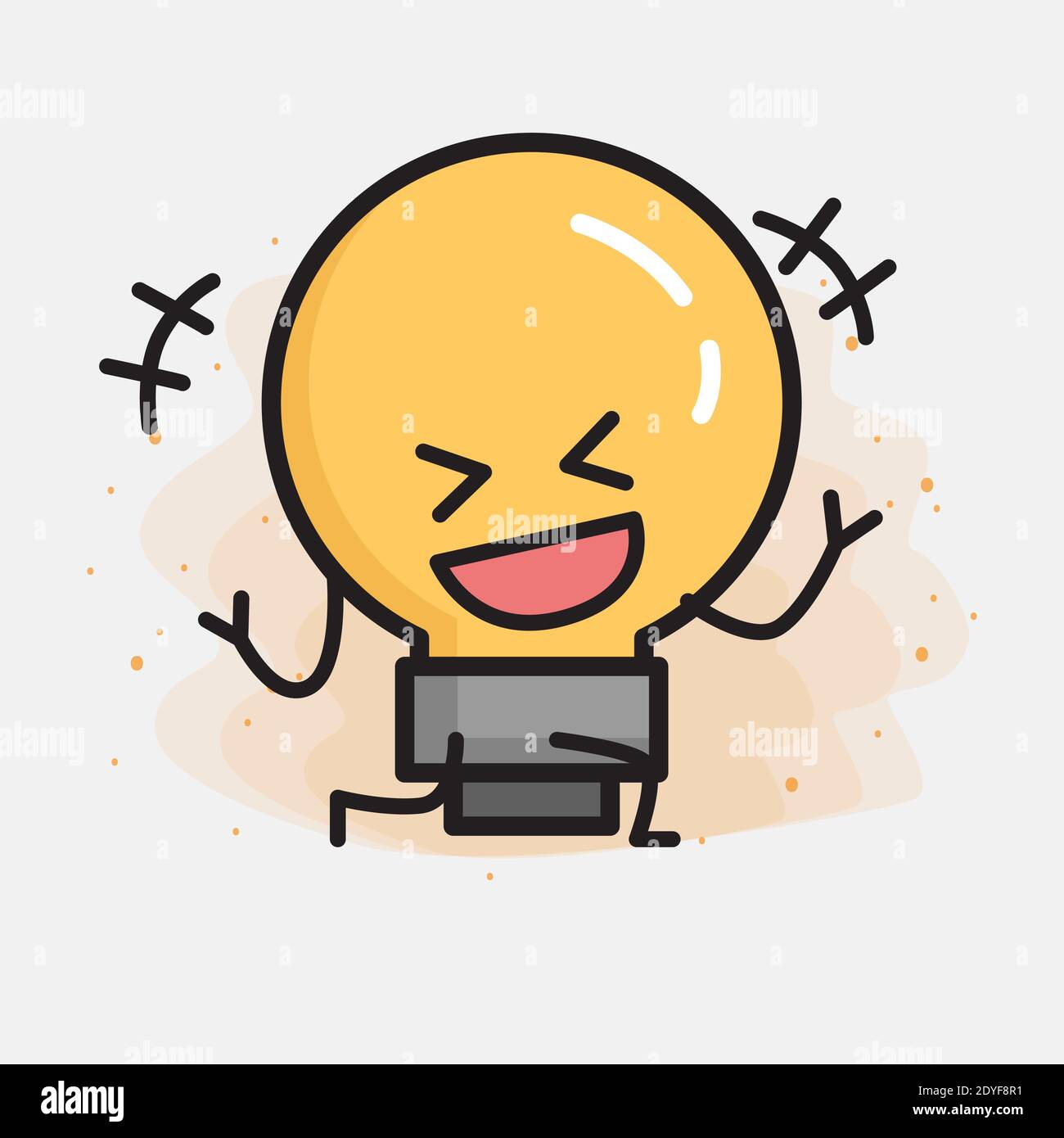 Light Bulb Cute Character icon Vector Illustration Stock Vector Image ...