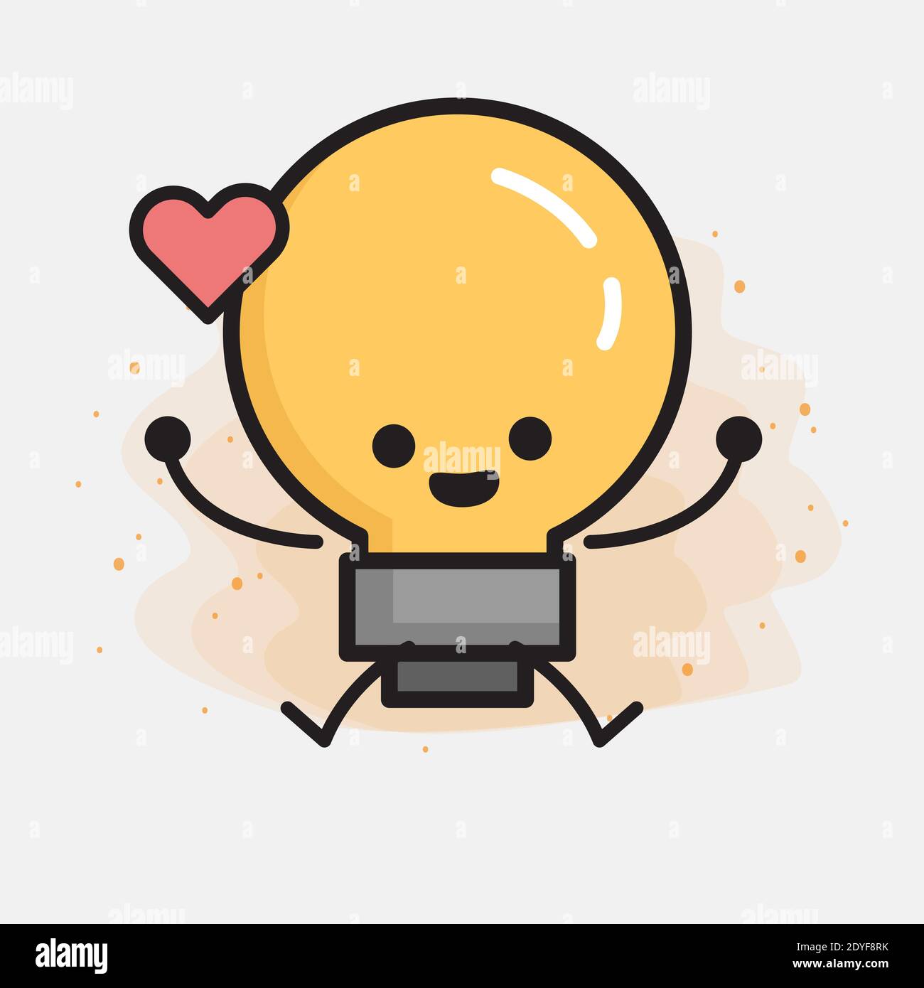 Light Bulb Cute Character icon Vector Illustration Stock Vector Image ...