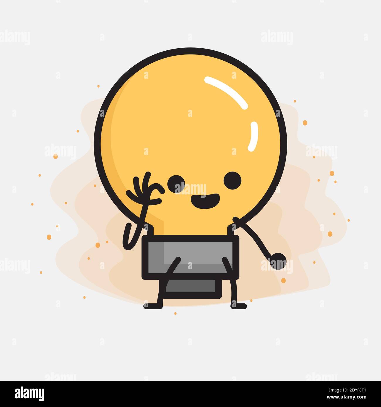 Light Bulb Cute Character icon Vector Illustration Stock Vector Image ...