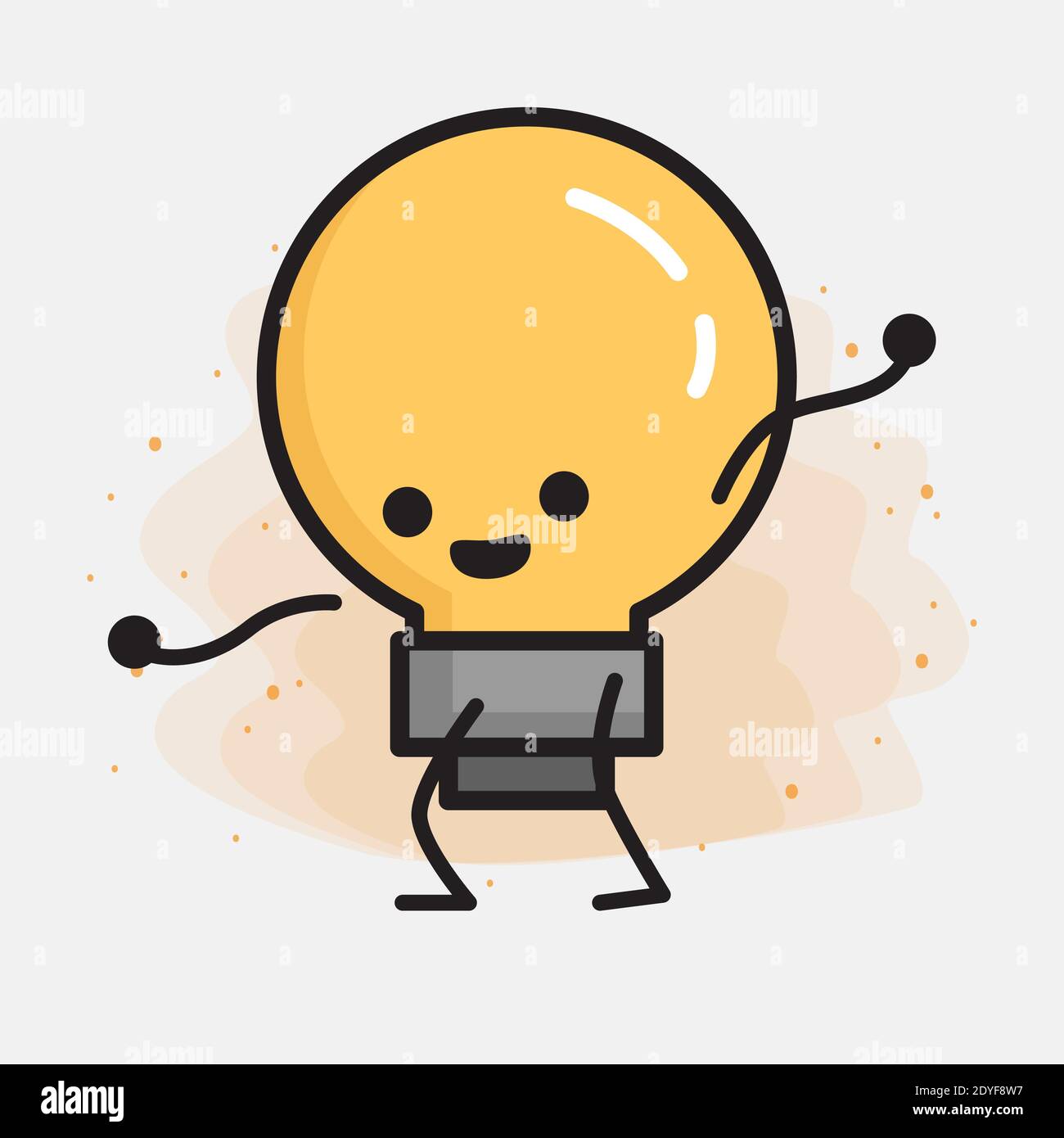 Light Bulb Cute Character icon Vector Illustration Stock Vector Image ...