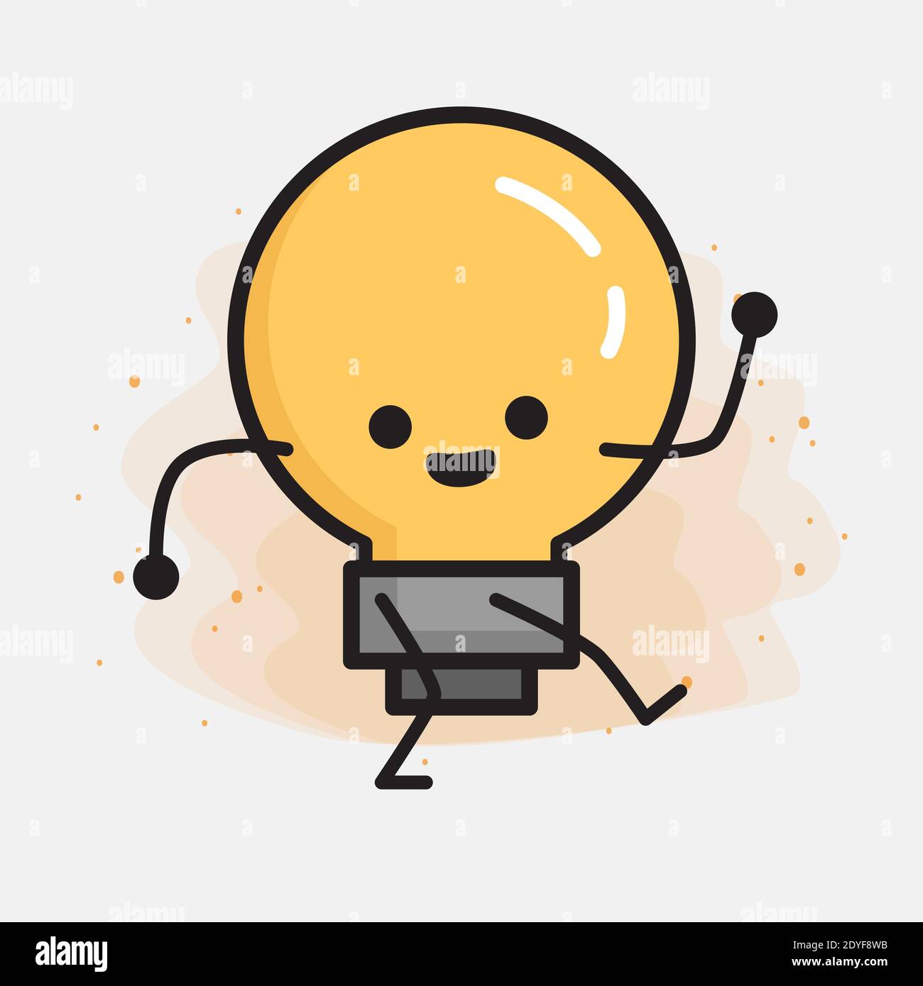 Light Bulb Cute Character icon Vector Illustration Stock Vector Image ...