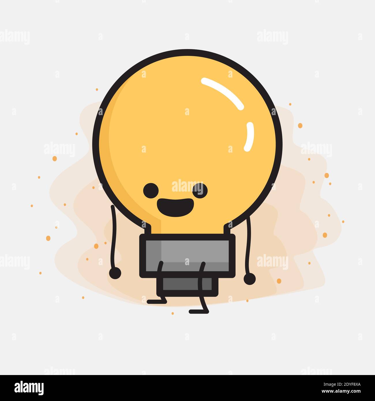 Light Bulb Cute Character icon Vector Illustration Stock Vector Image ...