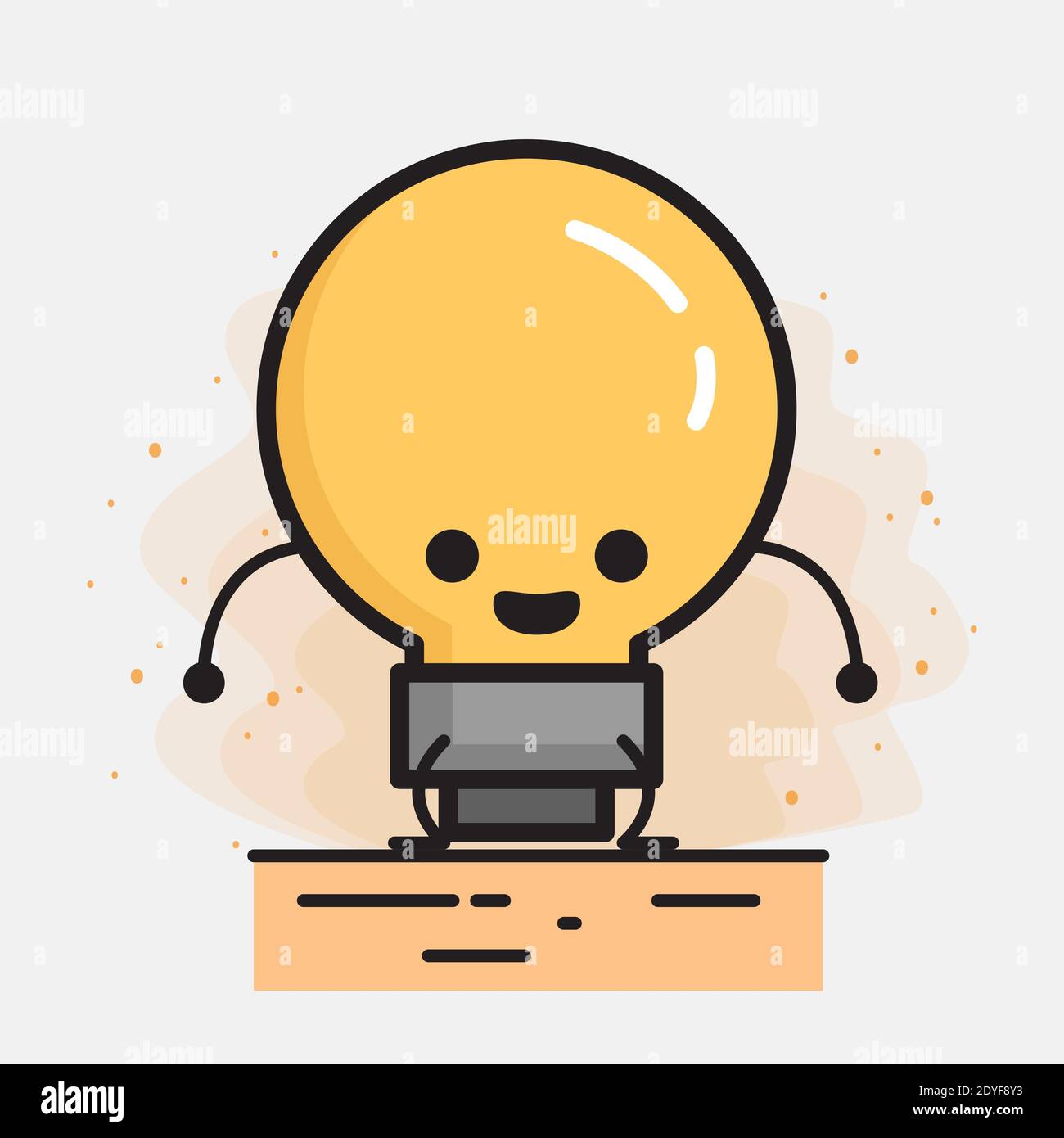 Light Bulb Cute Character icon Vector Illustration Stock Vector Image ...