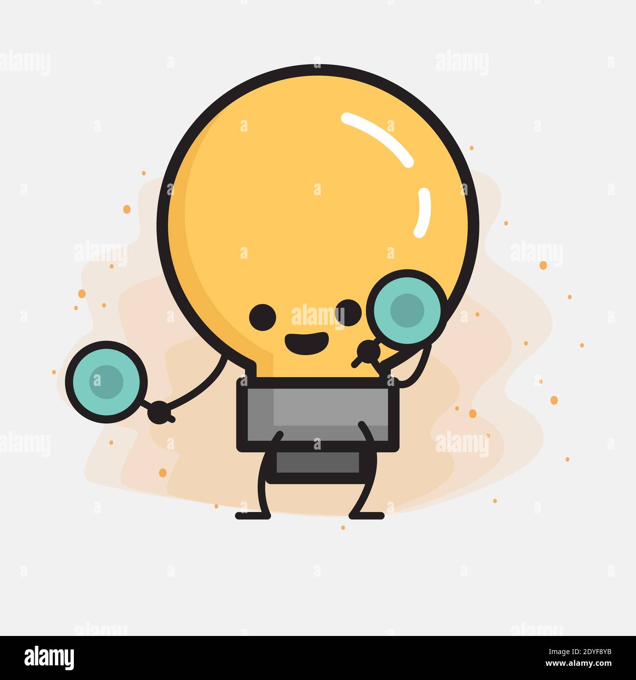 Light Bulb Cute Character icon Vector Illustration Stock Vector Image ...