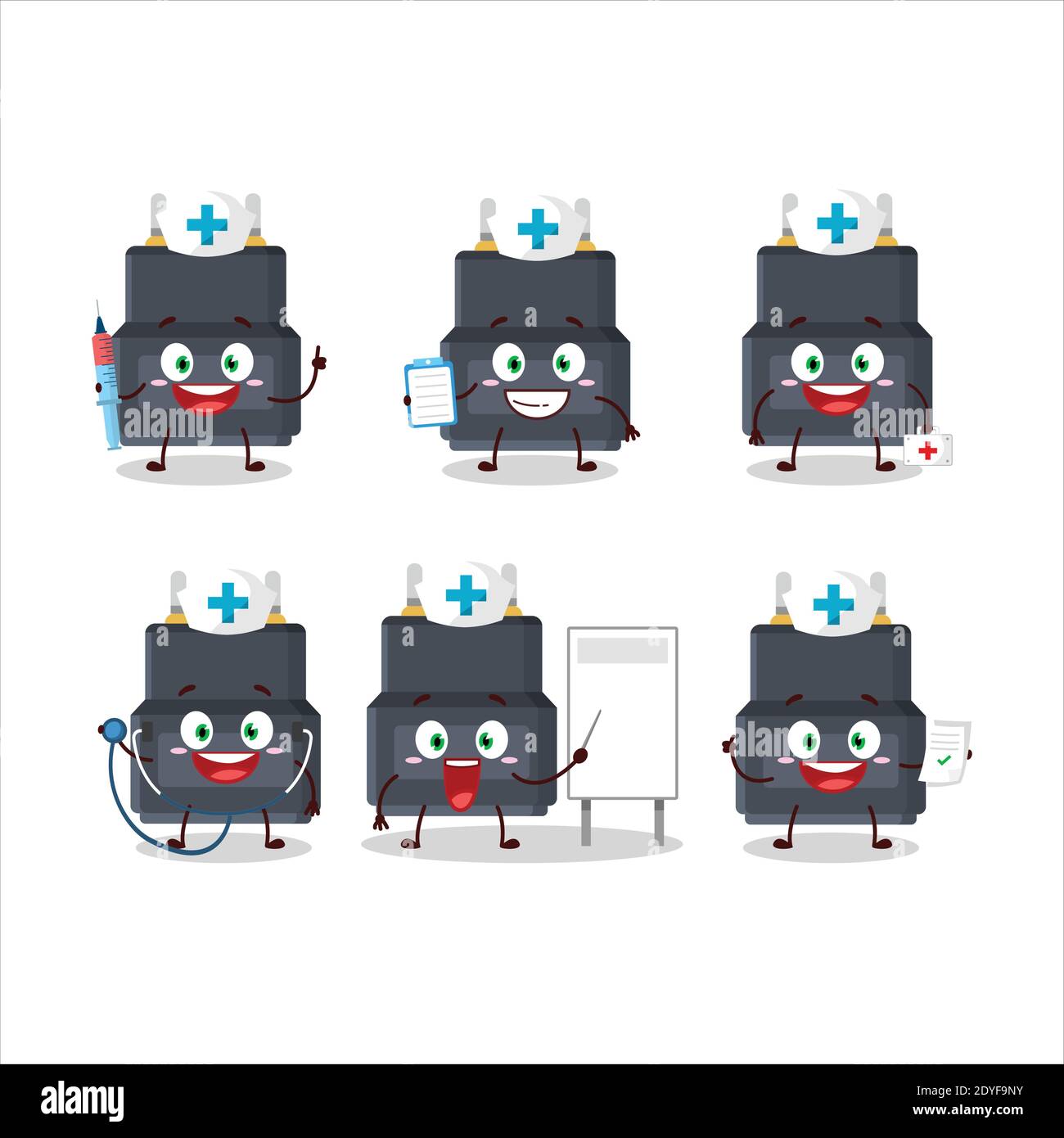Doctor profession emoticon with adapter connector cartoon character ...