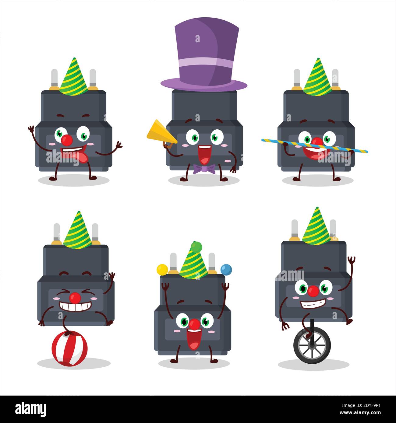 Cartoon character of adapter connector with various circus shows ...
