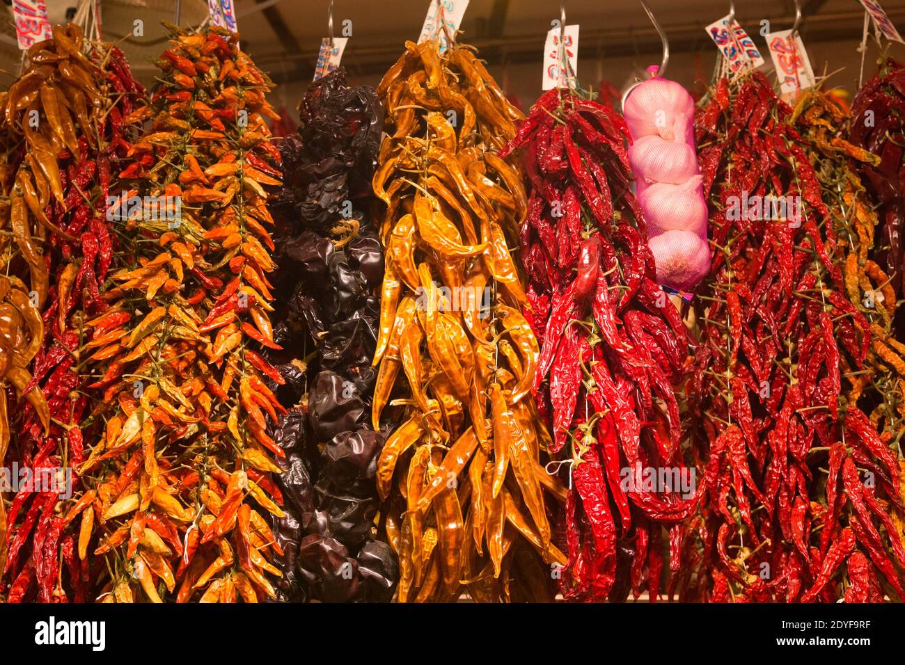 Spain Barcelona Hot Chili Peppers For Sale Inside Mercado de La ...