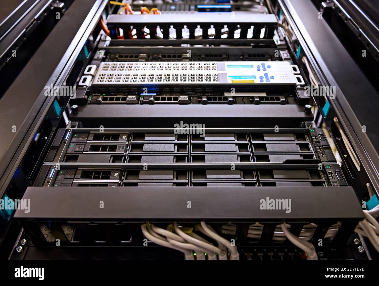closeup of data center hardware - front side of storage server Stock ...