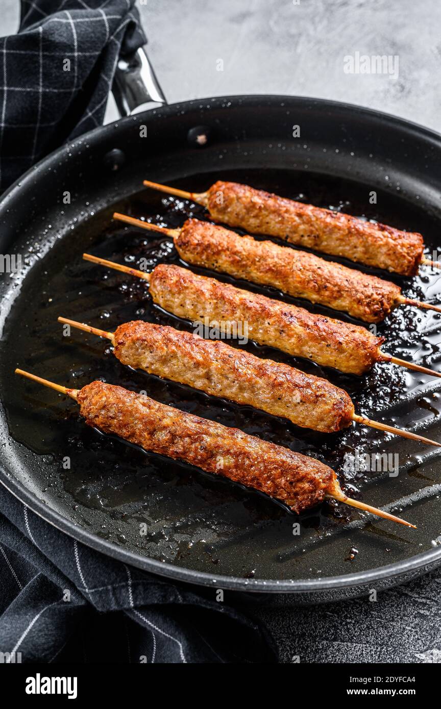 Turkish and Arabic Traditional kebab, ground beef, lamb meat. White ...