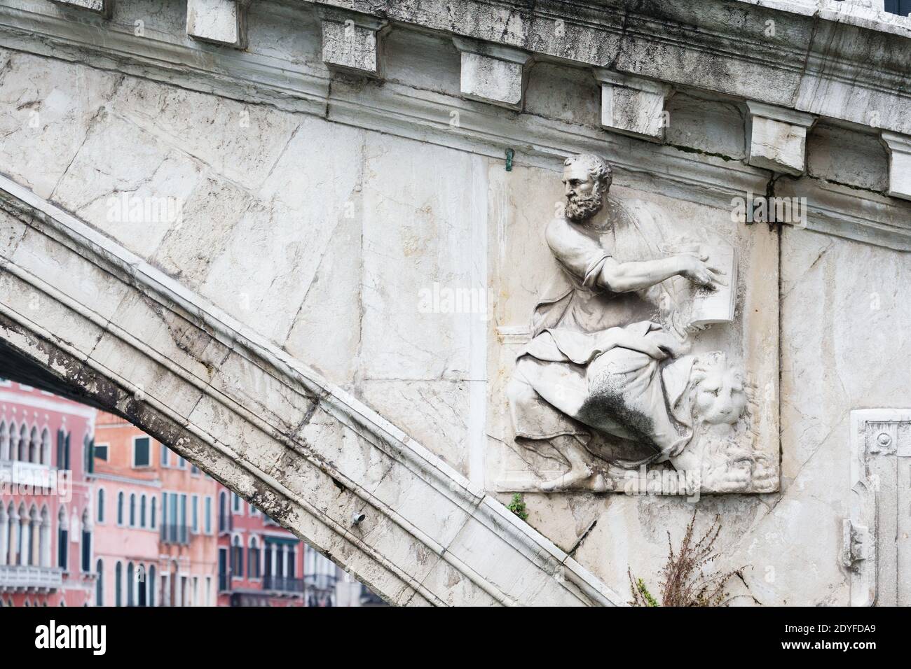 Venice Italy Bas Relief On Rialto Bridge Stock Photo - Alamy