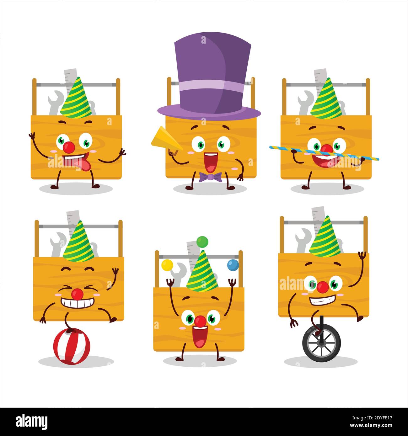 Cartoon character of wooden toolbox with various circus shows. Vector ...