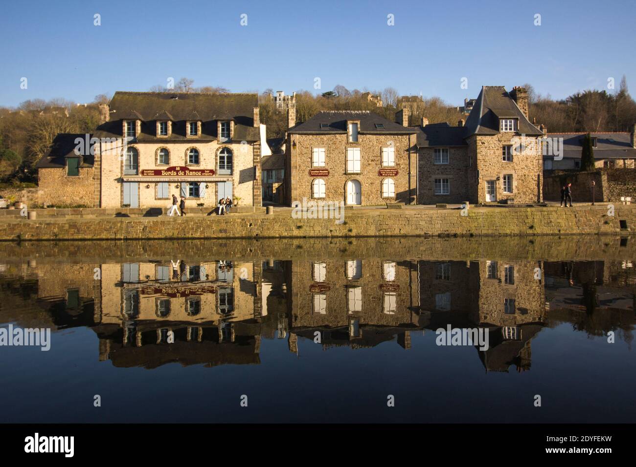 City of Dinan. Port of Dinan overlooking the river Rance. Ville de ...