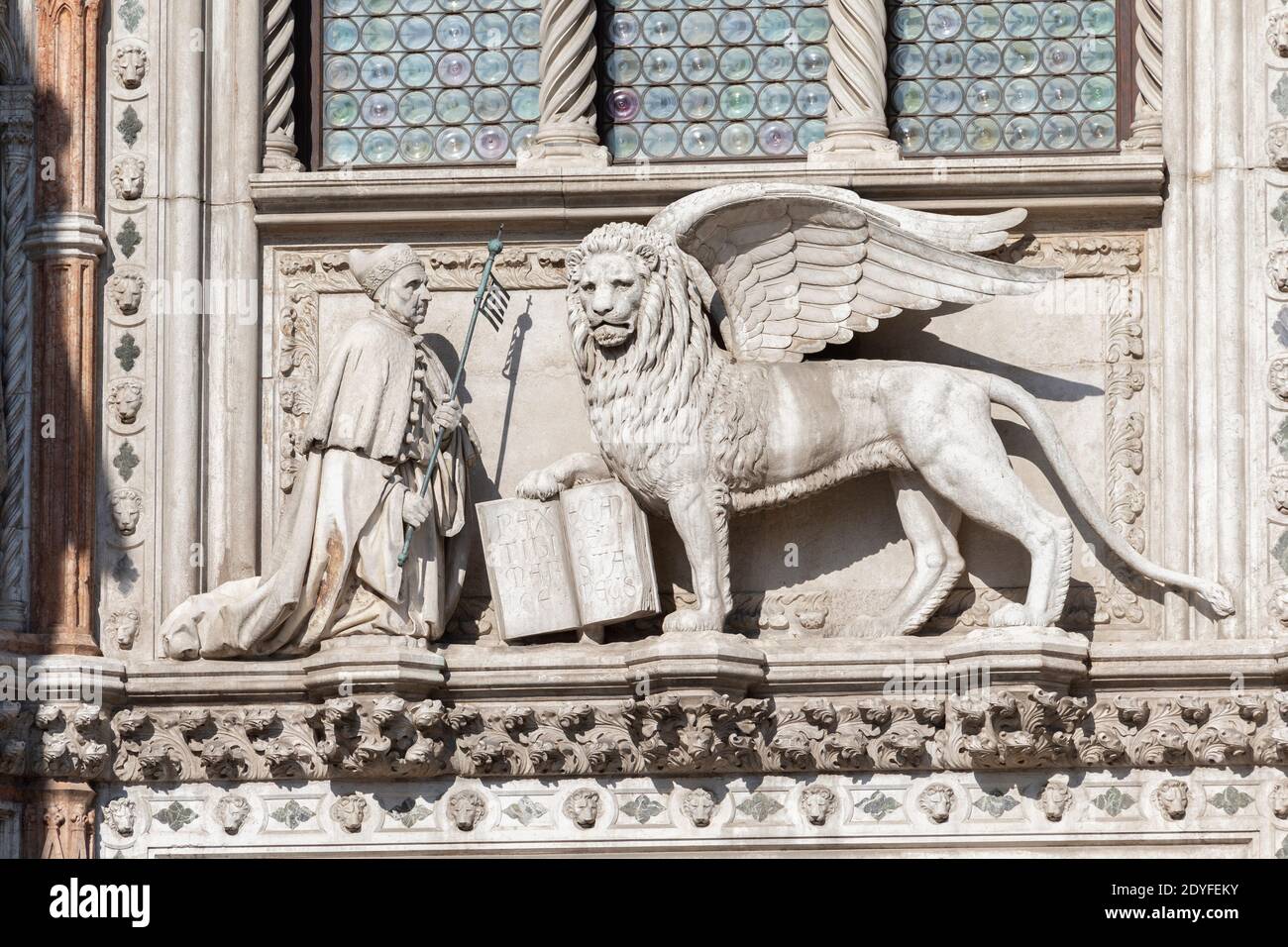 Venice Italy St Mark's Lion on the central platform above the main ...